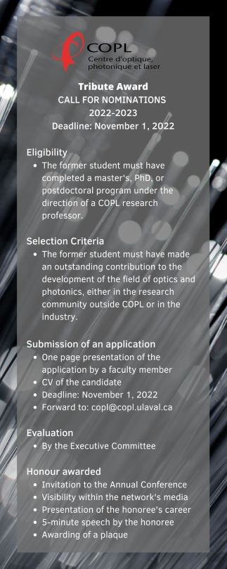 Call for nominations 2022 COPL Tribute Award - COPL